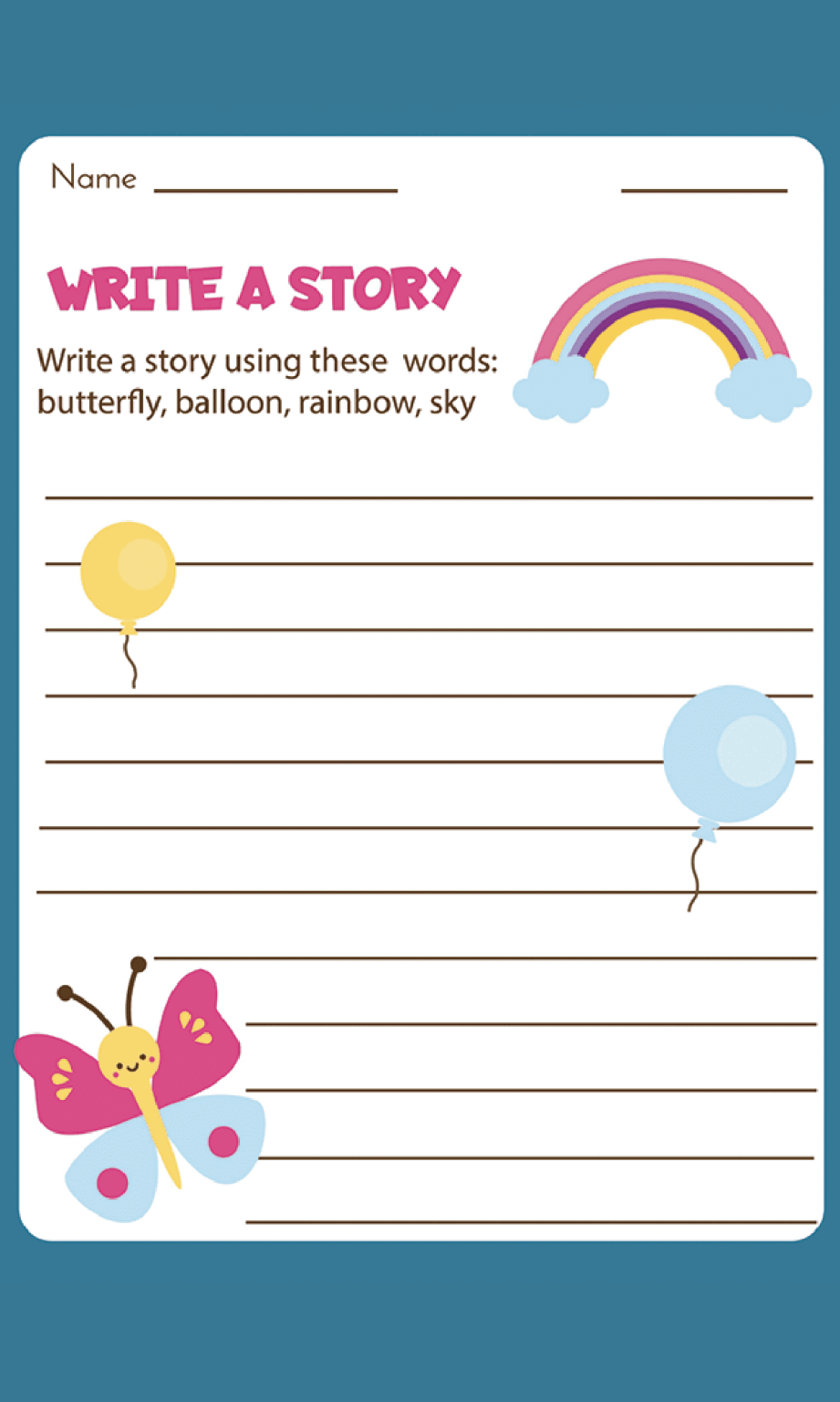 Write A Story Butterfly Worksheet - Asia Site