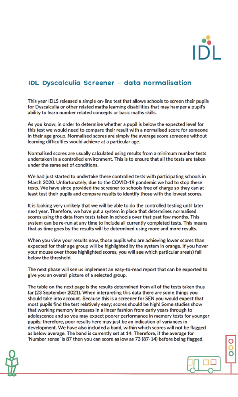 IDL Numeracy Screener - Data normalisation - IDL Group