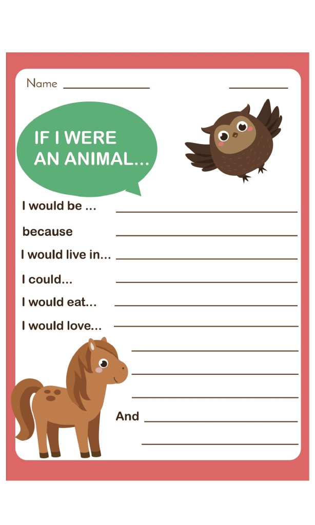 If I Were An Animal Writing Worksheet - IDL Group